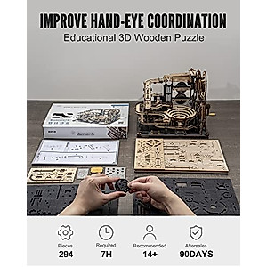 ROKR 3D Wooden Puzzles for Adults Marble Run Model Building Kit(LGA01 Marble Night City)