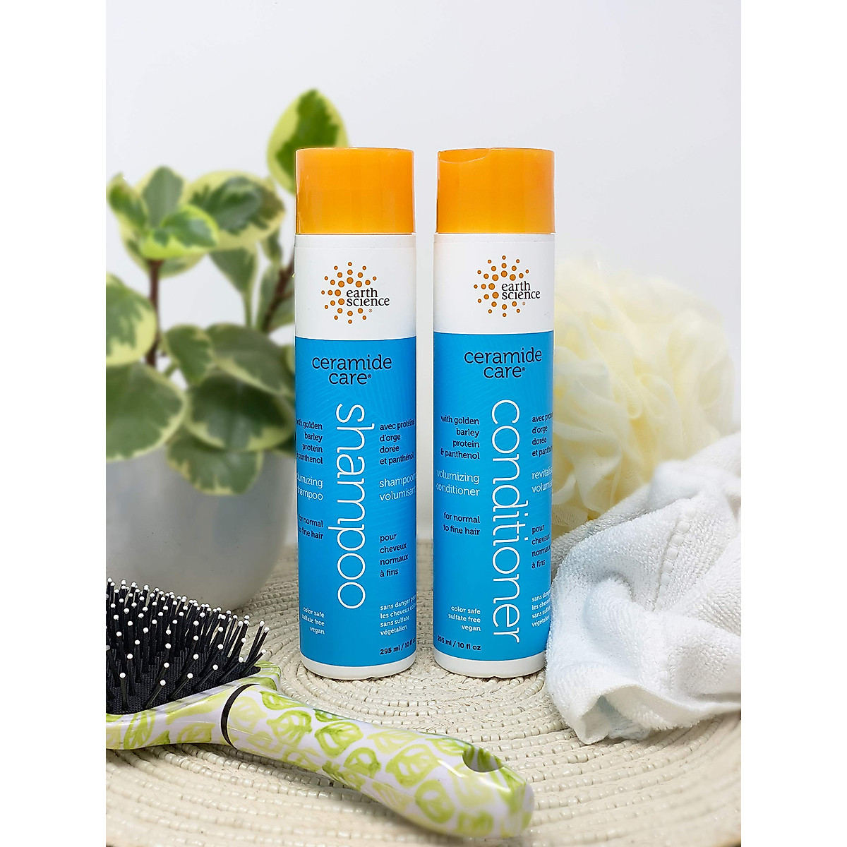 EARTH SCIENCE Ceramide Care Volumizing Shampoo & Conditioner Bundle (Cardamom Scent, 10 oz.)