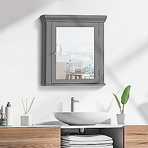 Teamson Home Stratford Wooden Storage, 1 Door, Gray Medicine Cabinet