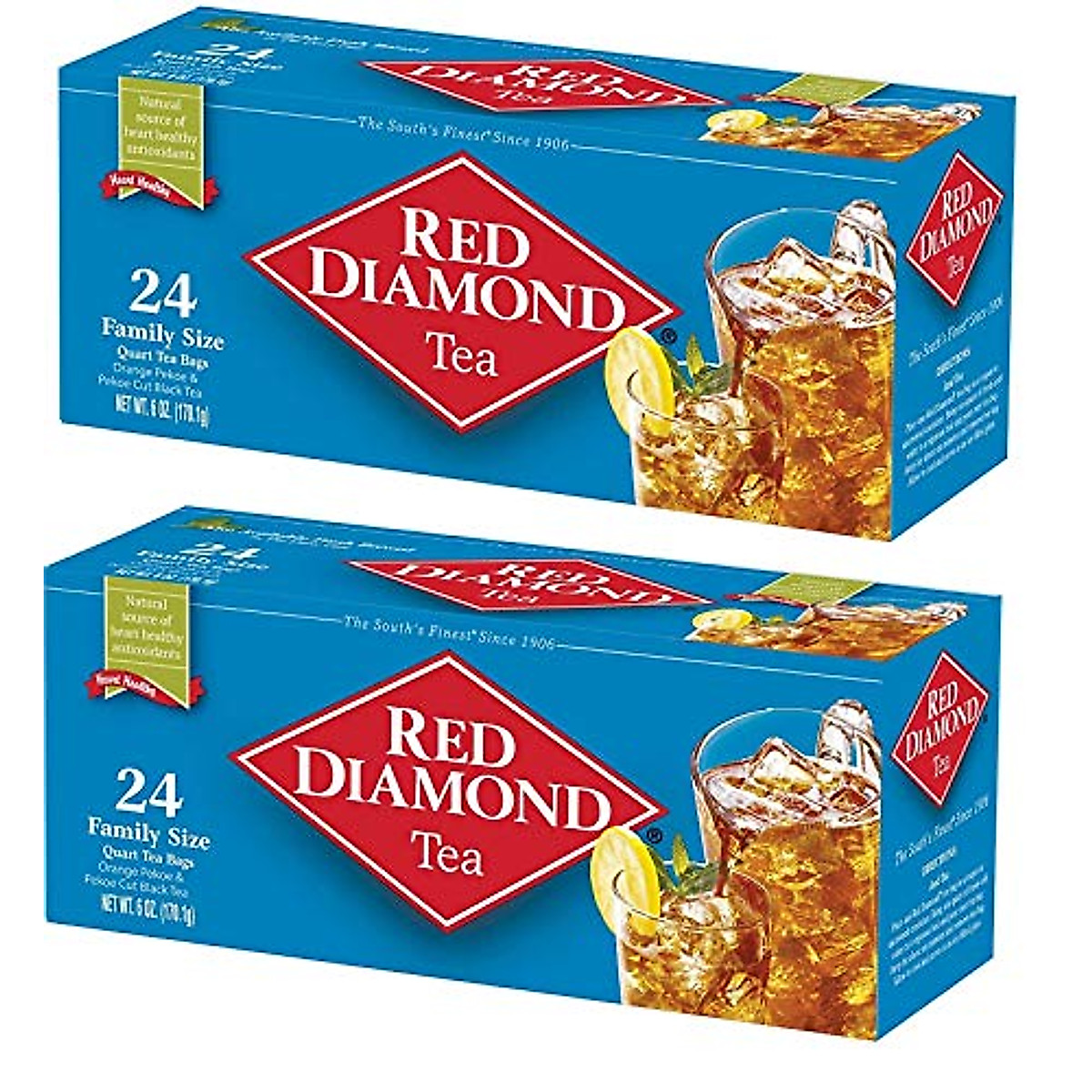 Red Diamond Tea All Natural 2-24ct Boxes Family Size Pekoe Antioxidants