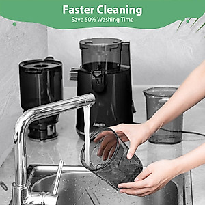 Aeitto Juicer Machines, Cold Press Juicer with 5.3" Wide Mouth, 250W Whole Fruit Juicer, Easy to Clean, 1.7L Large Capacity Masticating Juicer for Vegetable and Fruit, High Juice Yield, Black
