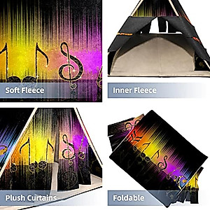 RATGDN Small Pet Hideout Colorful Music Note Hamster House Guinea Pig Playhouse for Dwarf Rabbits Hedgehogs Chinchillas