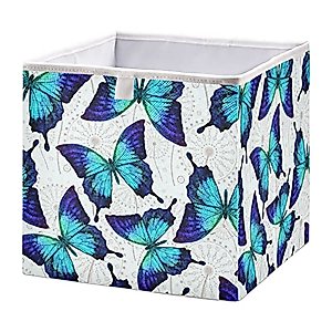 Kigai Storage Basket Cubes 11 In ,Watercolor Butterfly Foldable Fabric Bins Shelves Toy Storage Box Closet Organizers for Nursery,Utility Room, Storage Room