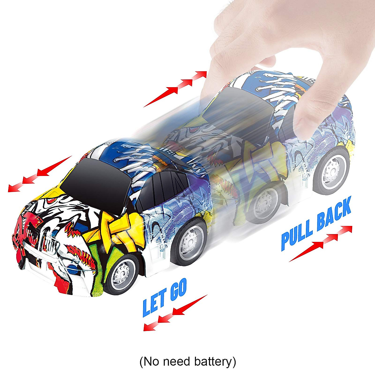 Pull Back Cars, 8 Pack Graffiti Style Metal Friction Powered Die-cast Cars Trucks Playset, Toys Pull Back Vehicles for Kids Boys Girls Toddlers, Toy Cars Party Favors for 3-14 Year Old Children, 8pcs