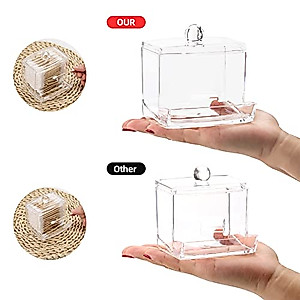 Tbestmax 10oz Qtip Holder Dispenser Big Clear Bathroom Organizer Accessories Decor for Storage-Qtips Cotton Ball Holder Apothecary Jars, Cotton Swabs, Floss Container