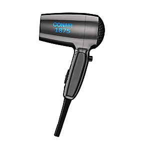 Conair Travel Hair Dryer with Dual Voltage, 1875W Compact Hair Dryer with Folding Handle, Travel Blow Dryer