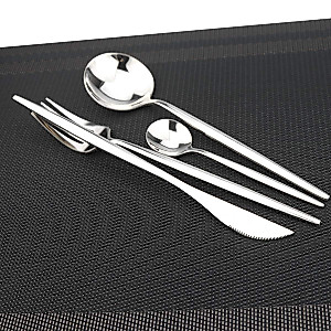 Gugrida 24-Piece Silverware Set - 18/10 Stainless Steel Reusable Utensils Forks Spoons Knives Set, Mirror Polished Cutlery Flatware Set, Great for Family Gatherings & Daily Use (6 set, Silver)