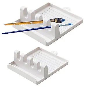 dsbdrki Paint Brush Holders Paint Brush Rest Plastic Paint Brush Holder With 4 Slots Chinese Calligraphy Pen Holder Brush Drying Rack Organizer Display Stand 2 Pcs