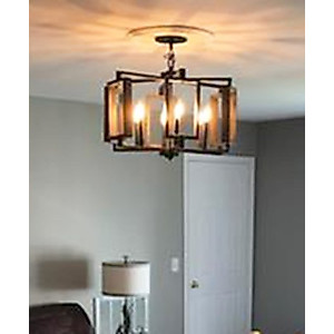 Home Decorators Collection 6-Light Aged Bronze Pendant with Wood Accents
