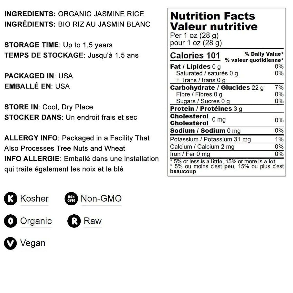 Food to Live - Organic White Jasmine Rice, 10 Pounds - Non-GMO, Long-Grain Rice Variety, Raw, Vegan