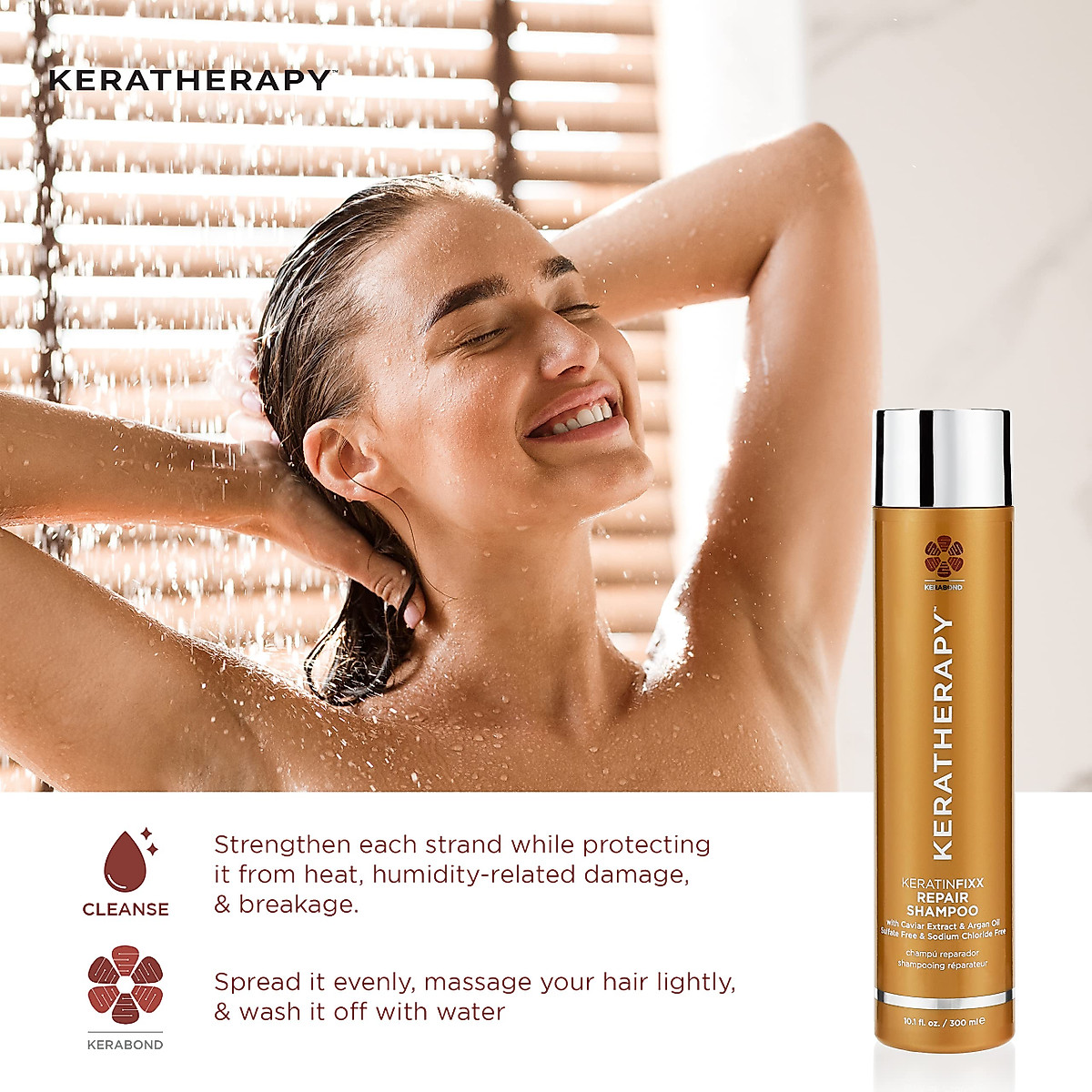 KERATHERAPY Keratin Infused KeratinFIXX Repair Shampoo, 33.8 fl. oz., 1000 ml - Repair Shampoo for Dry, Damaged or Frizzy Hair with Caviar Extract, Argan Oil & Kerabond Technology to Repair Breakage