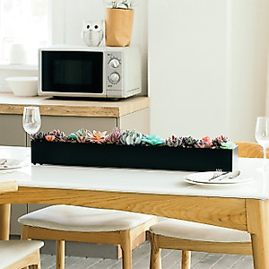 Modern Rectangle Planter Box - 32" Metal Planter Ideal as a Long Succulent Planter | Rectangular Planter Box for Table or Window Sill Planters Indoor | Trough Planter for Indoor Window Planter | Black