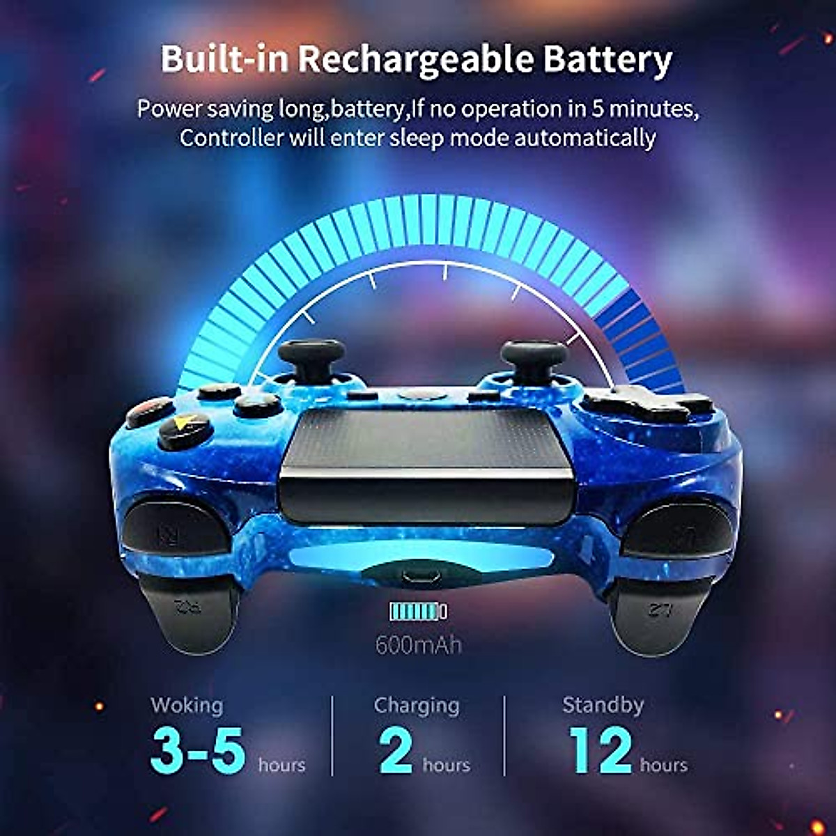 ISHAKO for PS4 Controller Wireless, Controller Gamepad Compatible with Playstation 4/Slim/Pro/PC/Android/Mac with USB Cable,Dual Vibration,6-Axis Motion Control,3.5mm Audio Jack,Multi Touch Pad,Share Button(Blue)