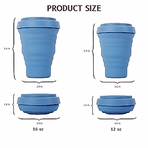 HOGOWARE travel coffee mug collapsible cup insulated tumbler smoothie with lid silicone reusable to go foldable silicon folding hot cold tea water - Large (Army Green)