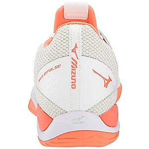 Mizuno Womens Wave Impulse Tennis Shoe , White-fiery Coral , 7.5