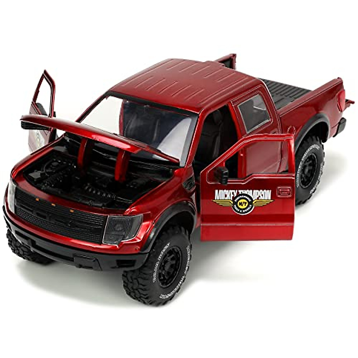 Jada Toys Just Trucks 1:24 2011 Ford SVT Raptor Die-cast Car Red with Tire Rack, Toys for Kids and Adults