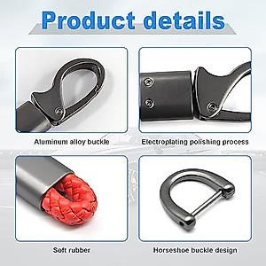 Augeny 2PCS Car Key Fob Keychains, 360 Degrees Rotatable Leather Keys Chain Holder with Anti-Lost D-Ring, Universal Sturdy Metal Key Chains with Screwdriver for Women and Men （Red）