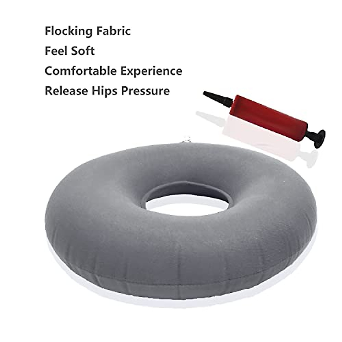 Shieraily Grey Inflatable Cushion Inflatable Ring Cushion Seat 15 Inch Round Inflatable Cushion Portable Cushion Pillow for Home Office Chair Wheelchair Car