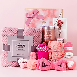 Birthday Gifts for Women,Pink Gifts Box for Women Gifts Basket Care Package Get Well Soon Gifts Relaxing Set Self Care Gifts Unique Gifts Box Birthday Presents Female Friendship Gifts Christmas Gifts