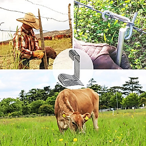 20 Pcs Fence Wire Tightener Tool with Tighteners Handle, Stainless Steel Barbed Wire Fence Tool for Tightening and Fixing Fences