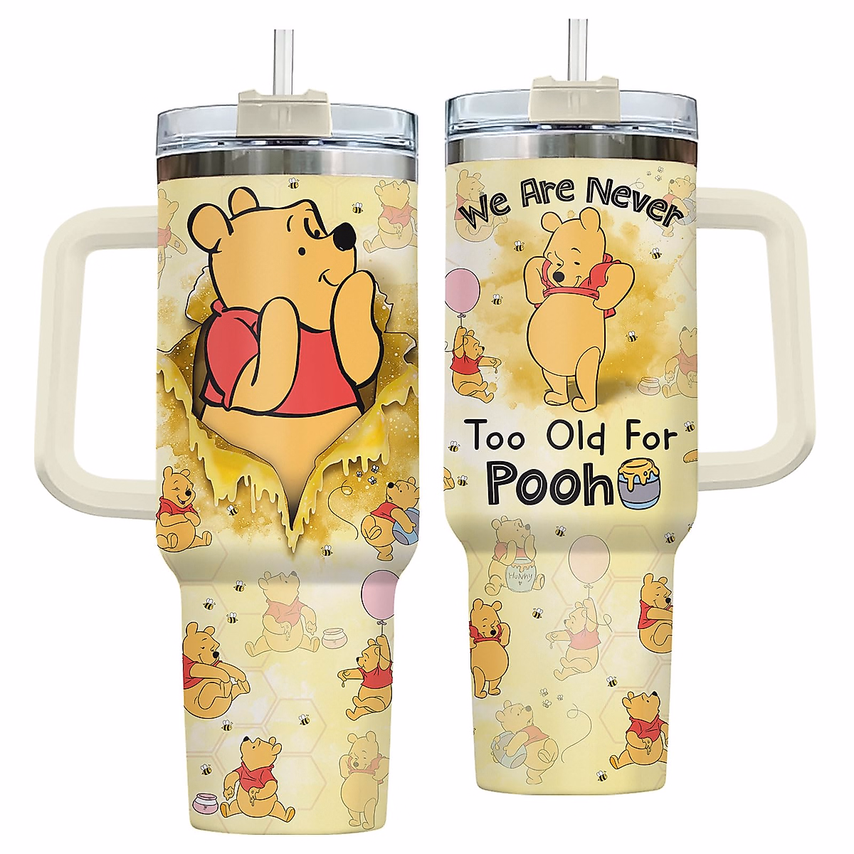GEPOSTORE Cute Bear 40oz Tumbler with Lid, Cute Cartoon Character Travel Cup, Birthday Gifts for Movie Lover