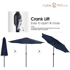 Sophia & William 5 Pieces Outdoor Furniture with 9ft Navy Patio Umbrella, Outdoor Patio Dining Set for 4 People, Square Faux Wood Patio Table and Rattan Chairs, Patio Furniture Set with Seat Cushions