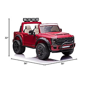 Moderno Kids Ford F450 2 (Two) Seater 24V Power Children Ride-On Car Truck with R/C Parental Remote Control + EVA Foam Rubber Wheels + Leather Seat + Bluetooth MP3 FM Radio Music Player + LED Lights
