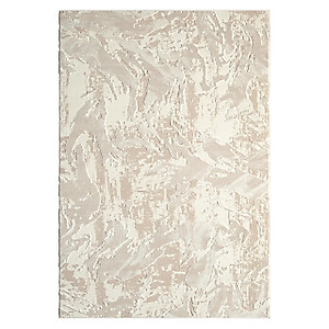 Abani Terra Cream 6' x 9' Area Rug for Living Room, Bedroom - Abstract Wavy Pattern - Durable & Easy to Clean