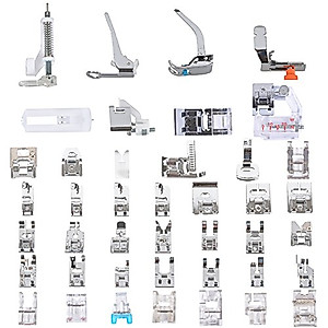 Sewing Machine Presser Feet Set 42 Pcs for Brother, Babylock, Singer, Janome, Elna, Toyota, New Home, Simplicity, Necchi, Kenmore, and Most of Low Shank Sewing Machines