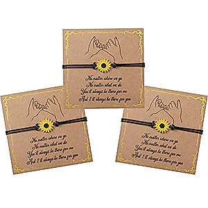 Hicarer Promise Bracelets, Back to School Friendship Bracelets Distance Matching Charm Set for Friends Women Valentine's Day Gift(Sunflower Style)