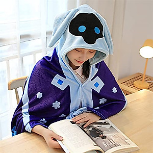 Xingqiu Cryo Abyss Mage Throw Blanket Genshin Impact Wearable Blankets and Game Monster Plush Doll, 95cm×155cm