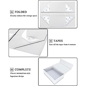 Gift Box with Lid Bridesmaid Proposal Box 14"*9"*4.5" Sturdy Storage Box Collapsible Mother's Day Valentine Gift Box with Magnetic Closure(Glossy White, Large(1 piece))