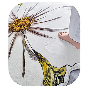 Flower Rug for Bedroom Kitchen Bathroom Entrance Kid's Room Non Slip Rug Bath Mat Flower Area Rug Small Flower Shaped Rugs White Flower Shaped Rug (Yellow, 2.6ftx2.6ft)