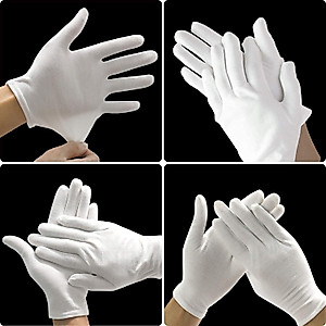 YITIAOYU 24pcs Soft Cotton Gloves for Dry Hands Cotton Sleep Gloves Overnight Eczema Moisturizing Lotion Treatment Reusebale Work Gloves for Coin Jewelry Silver Archival Costume Inspection (Medium)