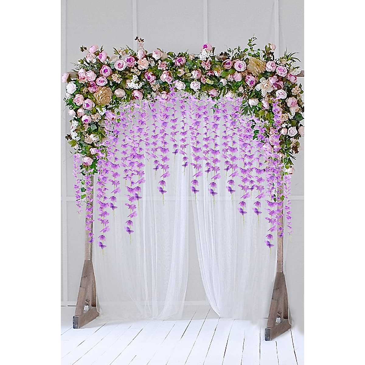 MACTING 6 Pack Artificial Wisteria Flower,3.6 Feet Fake Wisteria Vine Ratta,Hanging Silk Wisteria Flowers String for Home,Party,Wedding, Garden, Wall Decoration(Purple)