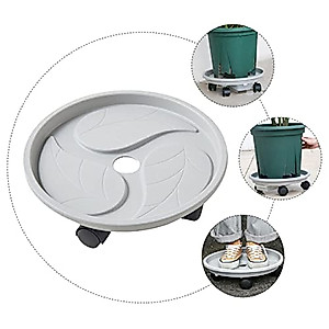 Yardwe Flower Pot Tray House Plants Round Planter Carts with Wheels Heavy Duty Flower Pot Mover Planter Caddy Modern Plant Stand Grey Planter Rolling Caddy Plant Stands Flower Pot Stand