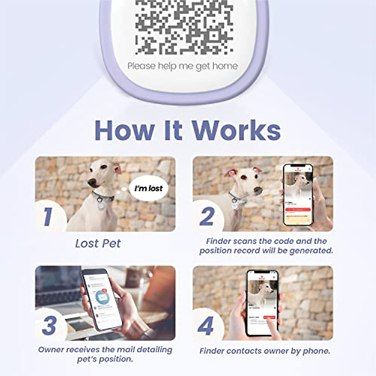 Pawaii QR Code Pet ID Tag, Silent Silicone Dog ID Tag, Modifiable Pet Online Profile, Free Online Pet Page Emergency Contact, Scan QR Receive Instant Pet Location Alert Email, 1Pack (Purple)