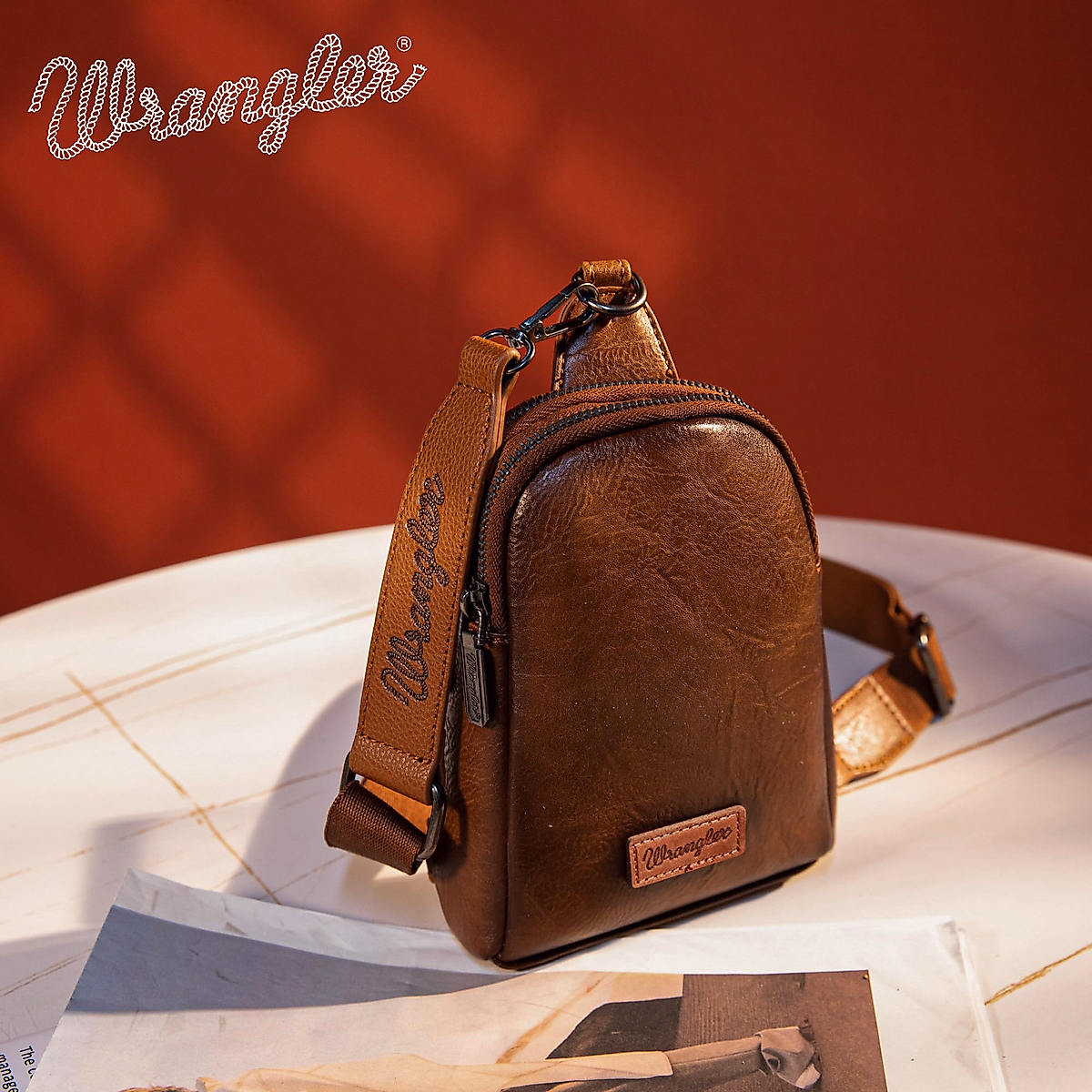 Wrangler Vegan Leather Crossbody Bag Small Sling Bag for Women