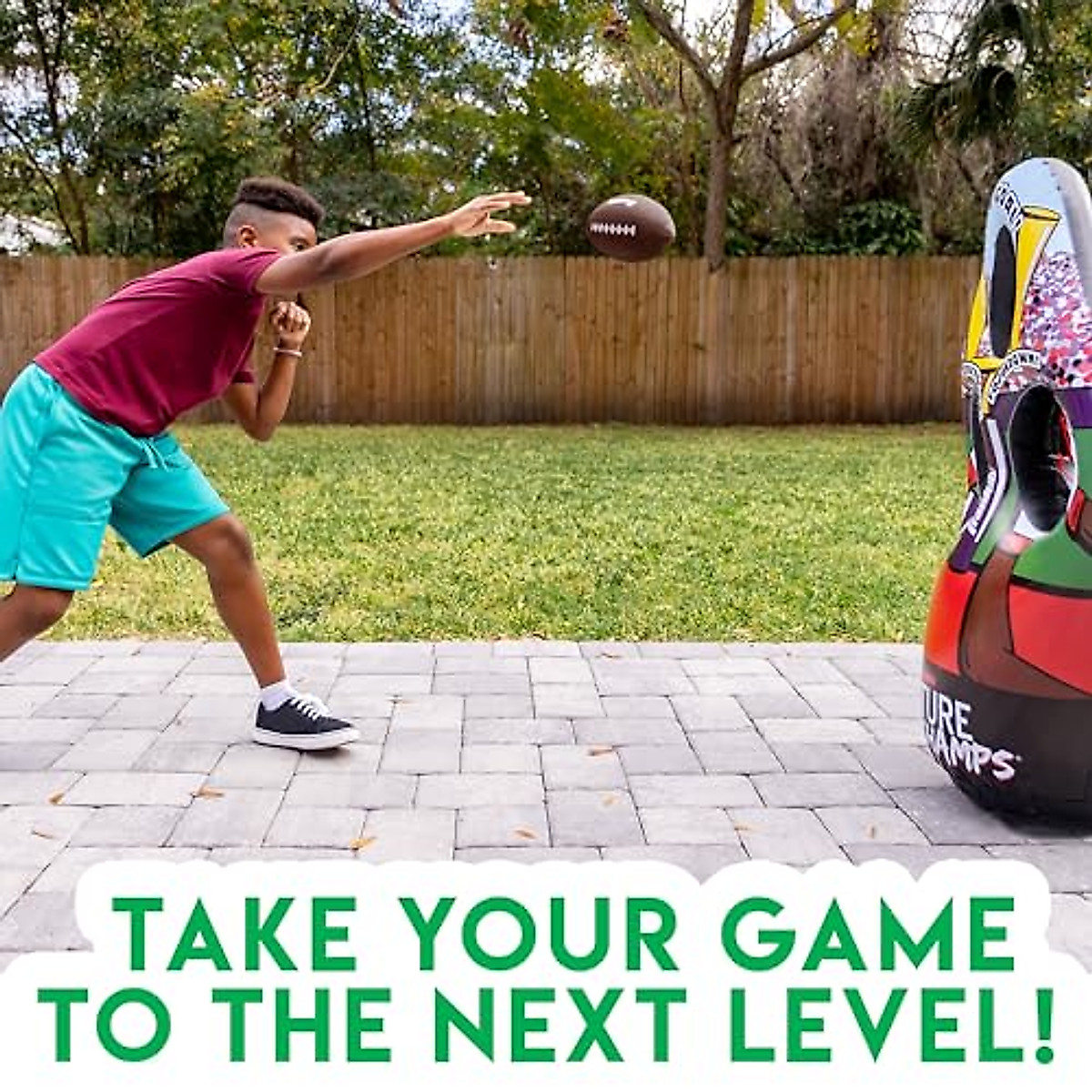 Franklin Sports Kids Football Target Toss Game - Inflatable Football Throwing Target Toy with Soft Mini Footballs - Fun Kids Football Toy Toss Game - Inflatable Indoor + Outdoor Sports Game 45 In.