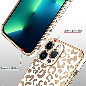 Bonoma for iPhone 13 Pro Case Leopard Plating Electroplate Luxury Elegant Case Camera Protector Soft TPU Shockproof Protective Corner Back Cover iPhone 13 Pro Case -White