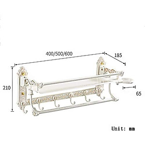HYJMJJ Wall Mounted Coat Rack, Wall Mounted Space Aluminum Foldable Bathroom Shelves Storage Rack with Hook, Single Rod Towel Rack，Not Fade Multifunction Cosmetic Storage Rack,for Home Kitchen