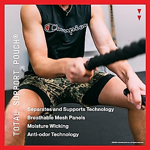 Champion Men's, Compression Shorts with Total Support Pouch, Moisture Wicking, 6" & 9", Black Reflective C Logo, Medium