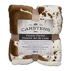 Carstens, Inc. Extra Plush Southwestern Sherpa Throw Blanket 54" x 68", Faux Cowhide (JP880)