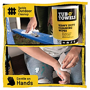Tub O Towels TW90 Heavy-Duty 10" x 12" Size Multi-Surface Cleaning Wipes, 90 Count Per Canister