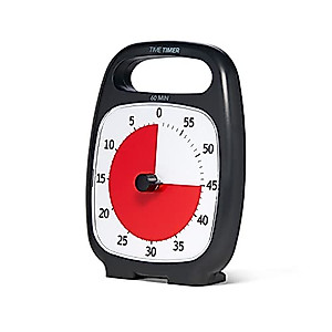 TIME TIMER PLUS 60 Minute Desk Visual Timer - Countdown Timer with Portable Handle for Classroom, Office, Homeschooling, Study Tool with Silent Operation (Charcoal)
