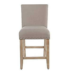 Homepop Home Decor | Backless Nailhead Trim Counter Height Bar Stools | 24 Inch Bar Stools | Decorative Home Furniture (Light Gray