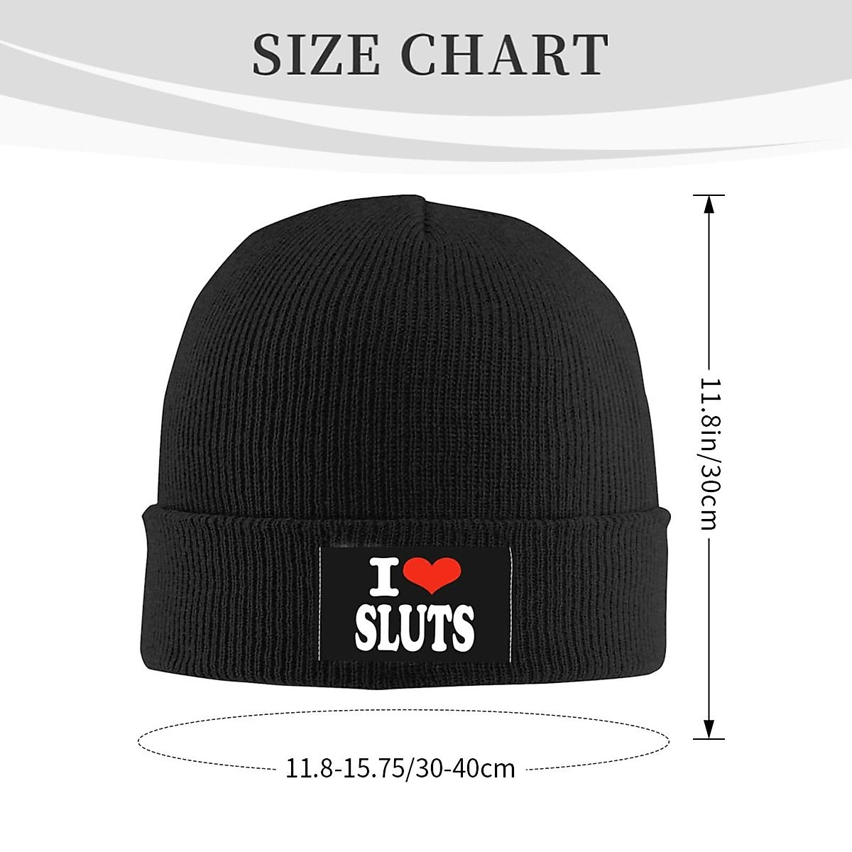 I Love Sluts Beanie Hat Men Skull Cap Women Winter Warm Hat Knitted Hat Slouchy Stocking Hat Knit Stretchy Cap Black