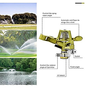 Zinc Alloy Garden Sprinklers, Heavy Duty Water Sprinkler, 360 Degree Automatic Rotating Lawn Sprinkler, Adjustable Pulsating Sprinkler for Large Area Lawn Patio Garden(2 Pack)