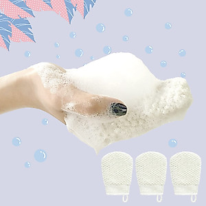 MIG4U Mini 3 PCS Exfoliating Facial Scrubber Mitt, Face Cleanser Wash Mittens Exfoliator for Men & Women Dead Dry Skin SPA, Blackhead Cleansing Gloves