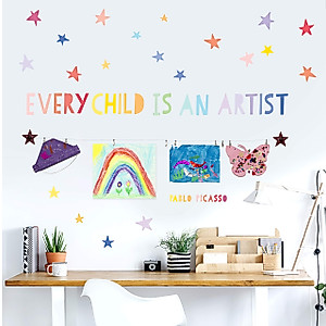Paper Riot Co. Inspirational Wall Stickers "Every Child is an Artist" Positive Motivational Removable Adhesive Decals for Classroom Kids Room Nursery Bedroom Home Decor